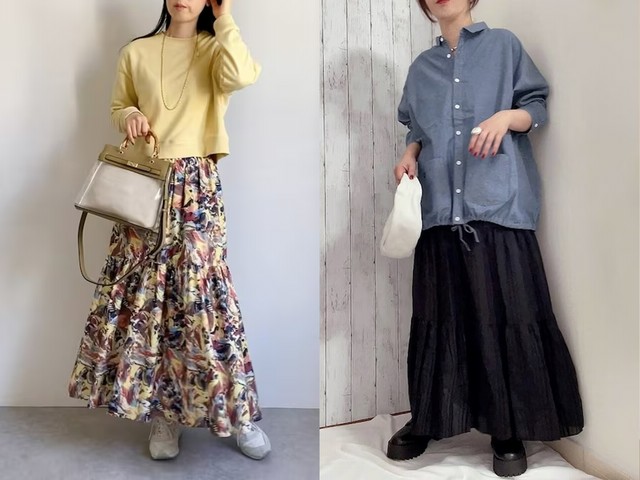 【2023春】50代からのふんわりロングスカート！甘くなり過ぎないコーデのコツ（HALMEK up）